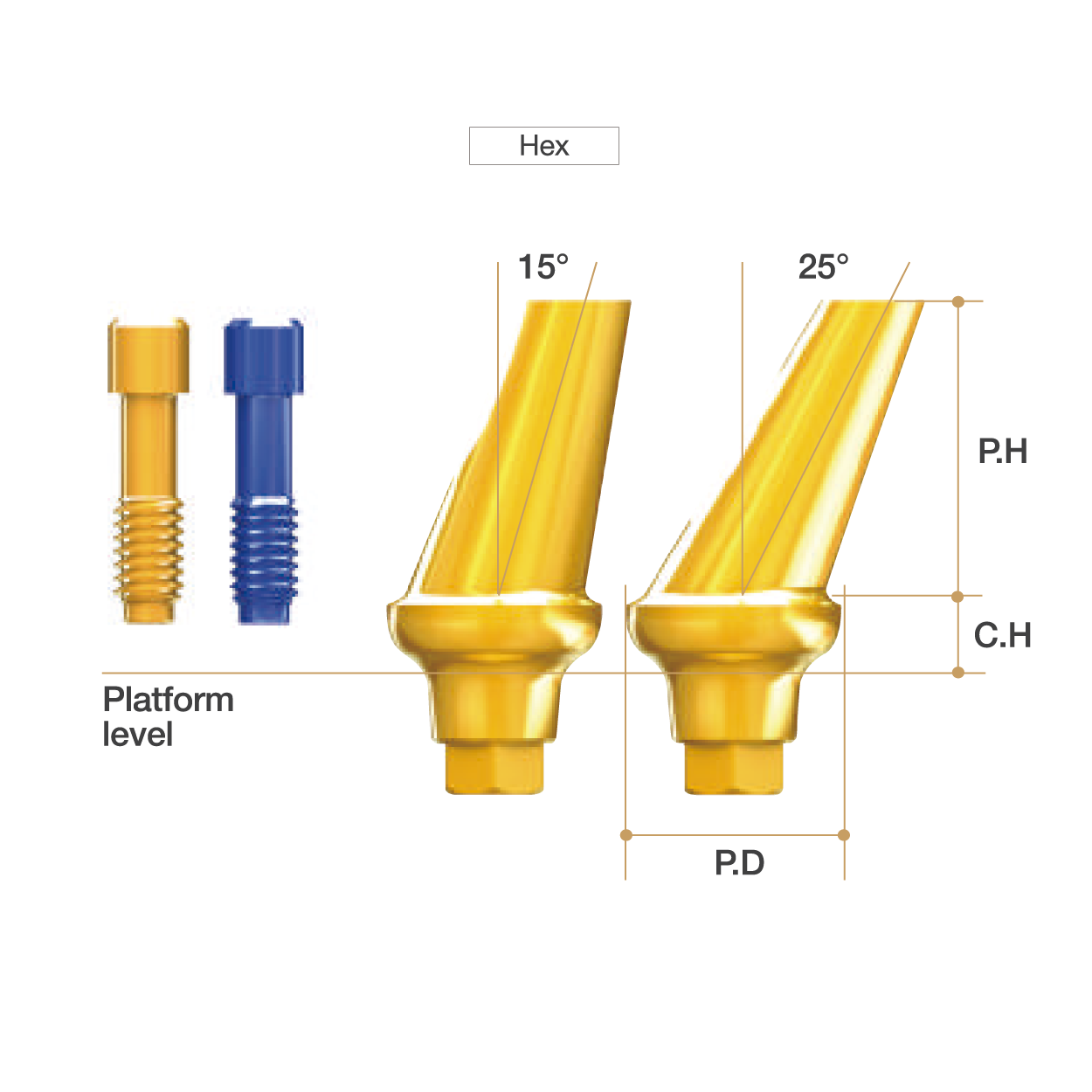 MEGAGEN / Angled Abutment [AR] φ4/ C.H=5/ 15°/ Hex